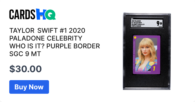 TAYLOR SWIFT #1 2020 PALADONE CELEBRITY WHO IS IT? PURPLE BORDER SGC 9 ...